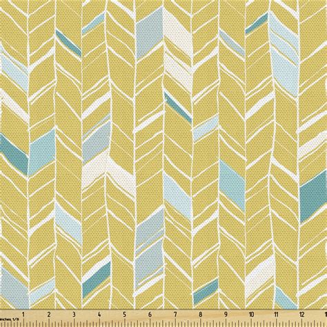 Ambesonne Yellow Chevron Fabric By The Yard Upholstery Herringbone Art