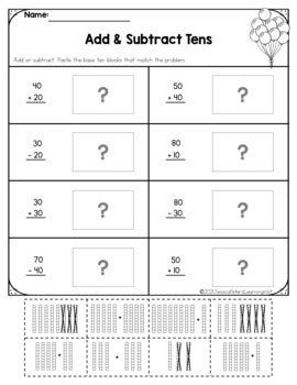 Adding And Subtracting Tens Worksheets Add And Subtract Groups Of 10
