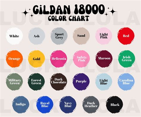 Gildan 18000 Color Chart Gildan Color Chart Gildan Sweatshirt Color