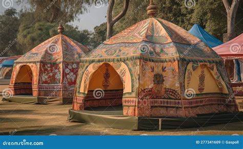 American Native Indian Tents In Desert Landscape Generative Ai Stock