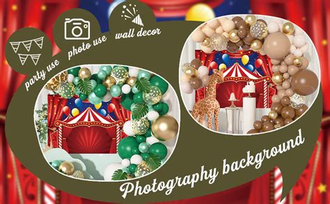 Qian Red Circus Carnival Backdrop Curtain Stars Photo