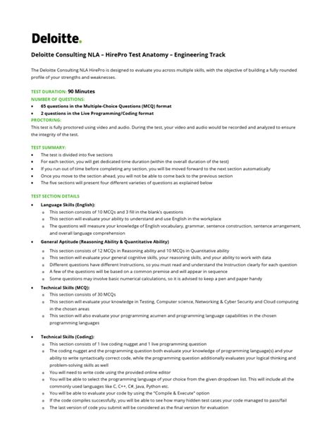Deloitte Testanatomy Engineeringtrack Pdf Computer Programming Multiple Choice