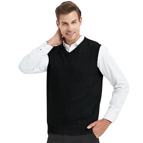 Toptie Mens 100 Cotton Knit Sweater Vest V Neck