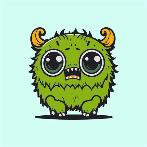 Monstre Vert Adorable Créature Fantastique Et Drôle Illustration Isolée