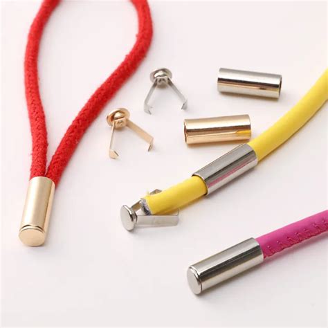 6 Sets Metal Rope Ends Stopper Button Cord End Lock Cap Hanging Bell