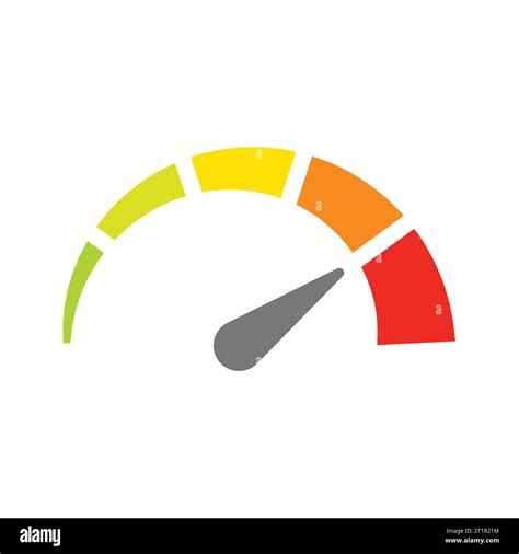 Speed Performance Gauge Meter Colorful Speedometer With Arrow Needle Vector Icon Stock Vector