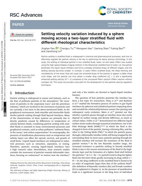 Pdf Settling Velocity Variation Induced By A Sphere Moving Across A
