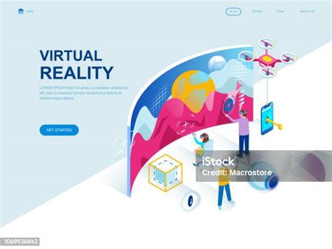 가상 현실과의 현대적인 평면 디자인 아이소메트릭 개념 사람들 문자 장식 가상현실에 대한 스톡 벡터 아트 및 기타 이미지 가상현실 가상현실 시뮬레이터 학습 Istock