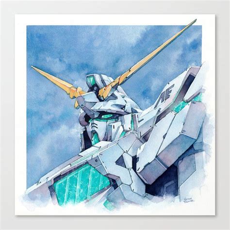 Unicorn Gundam Green Psycho Frame Canvas Print By Hector Trunnec