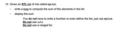 Solved 10 Given An Stl List Of Ints Called Mylist O Write