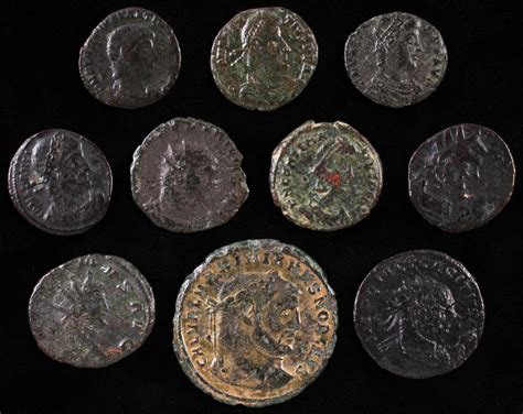 Lot Of 10 Late Roman Ancient Coins Pristine Auction