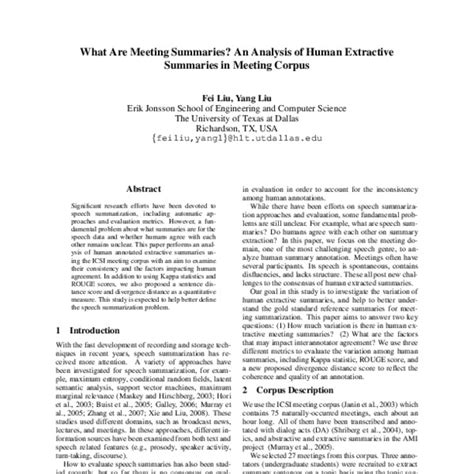 What Are Meeting Summaries An Analysis Of Human Extractive Summaries