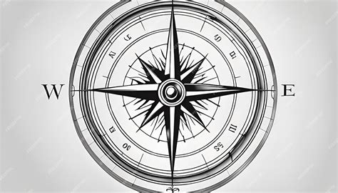 Line Drawing Of A Compass Premium Ai Generated Image