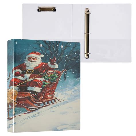 Ring Binders Cute Deer Pulling Santa Presentation15 Inch Slant Ring