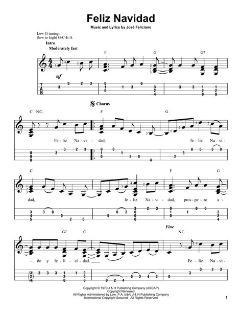 Feliz Navidad By Jose Feliciano Easy Ukulele With Tab Guitar