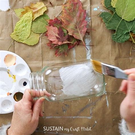 Mod Podge On Glass Jars Fall Leaf Luminaries Sustain My Craft Habit