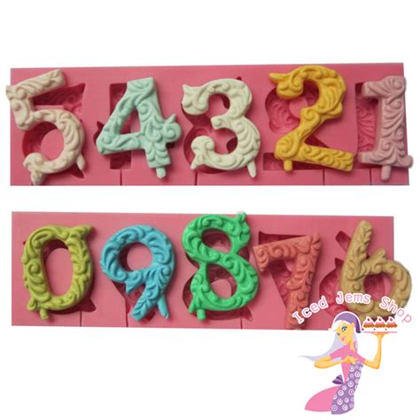 Patterned Numbers Moulds Iced Jems