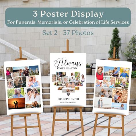 Editable Heart Celebration Of Life Poster Funeral Collage Template