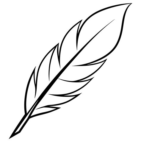 Feather Outline Coloring Book Page Line Art Illustration Digital