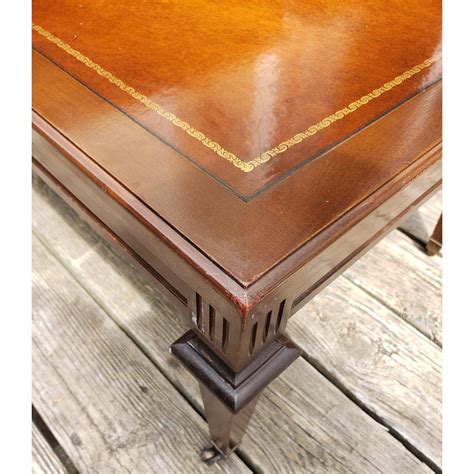 Mersman Two Tier Mahogany Tables With Leather Top Inserts Circa 1960s