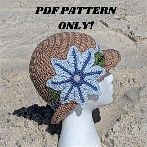 Crochet Easter Hat Bonnet Flower Cloche Panama Hat With Leaves And