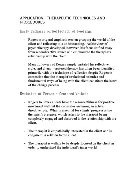 Person Centered Therapy Techniques Overview Pdf Psychotherapy Therapy