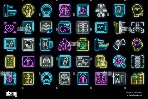 X Ray Examination Icons Set Outline Vector Hospital Room Medical