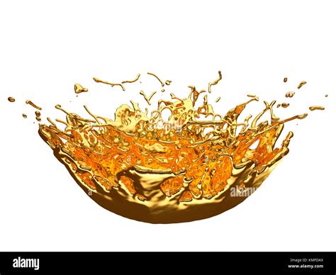Splashes Or Splatters Of Melted Gold Or Oil Isolated On White 3d