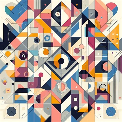 Geometric Shapes Background With Overlapping Symmetrical Asymmetrical Mix Of Bold And Pastel