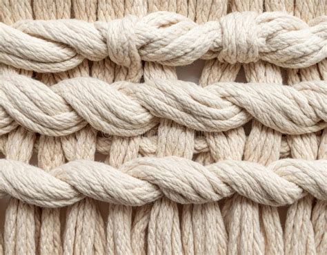 Detailed Beige Macrame Knot Design With Intricate Rope Texture And Fine Fiber Art Stock