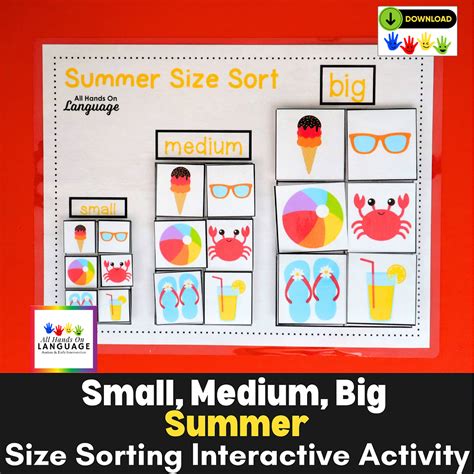 Summer Size Sorting Activity Sort Small Medium Big Pictures W Visual Cues Allhandsonlangauge