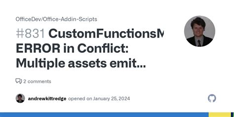customfunctionsmetadataplugin error in conflict multiple assets emit