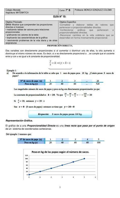 Guia 10 Matematica 7°b Matemática 1 Colegio Alborada Asignatura