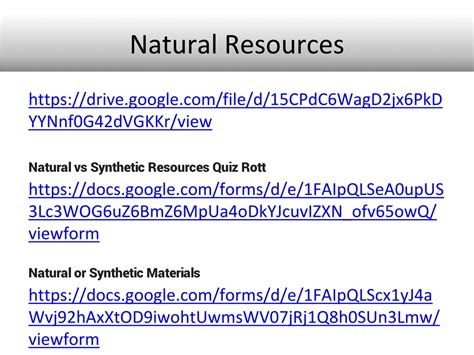 PPT Natural Vs Synthetic Resources PP Slides Th Grade Science Q Week PowerPoint