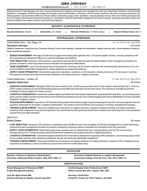 How To Write A Federal Resume Summary Statement Best Military Resume
