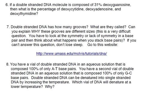 Solved 6 If A Double Stranded Dna Molecule Is Composed Of