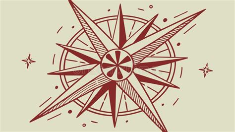 Vintage Compass Rose Symbol Showing Cardinal Directions Navigation