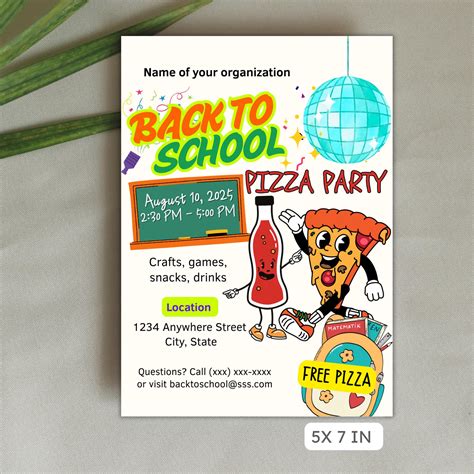 Back To School Pizza Party Flyer Meet The Teacher First Day Of School