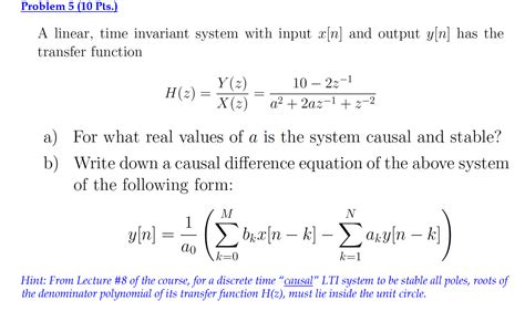 Solved Problem 5 10 Pts A Linear Time Invariant System