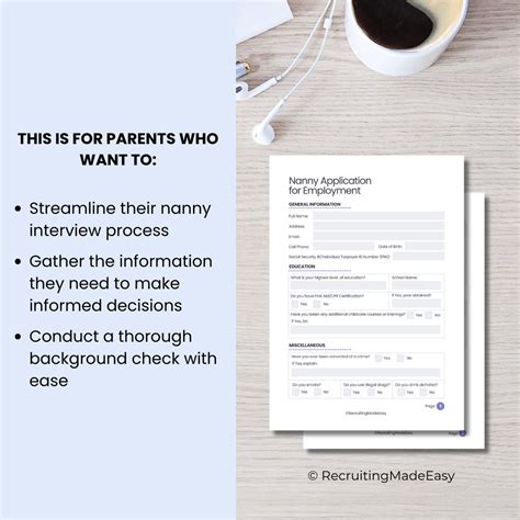 Nanny Application Template Printable Nanny Job Application Nanny
