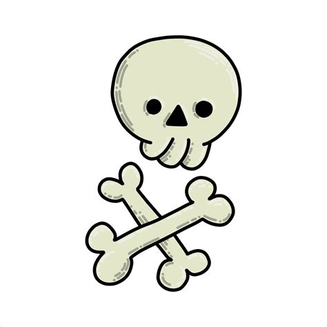Vector Illustration In Doodle Style Cute Skeleton Skull And Bones Funny Drawing Cartoons 30s