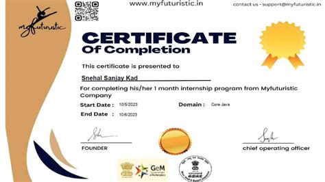 Snehal Kad On Linkedin Myfuturistic Internship Intern Opportunity Experience Learning Java