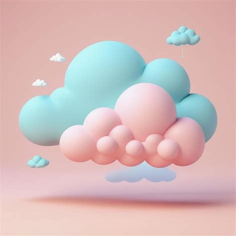Premium Ai Image Cloud Shape With Flying Pink Clouds 3d Rendering Cloud Shape With Flying Pink