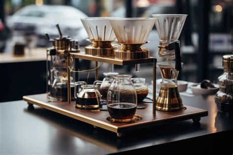 Premium Photo Coffee Drip Set On Table At Cafe Generative Ai