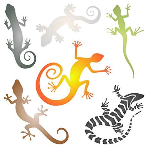 Geckos Stencil 45 X 45 Inch S Mixed Media Lizard Reptile