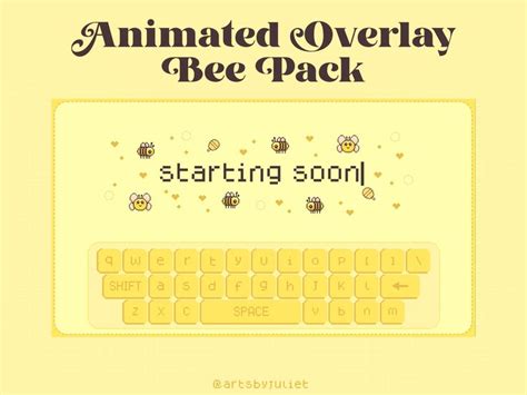 Animated Bee Stream Overlay Twitch Overlay Package Pixel Overlay Twitch Scenes Pastel Overlay