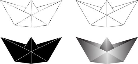 Black White Paper Boat Icon Set 39614863 Vector Art At Vecteezy