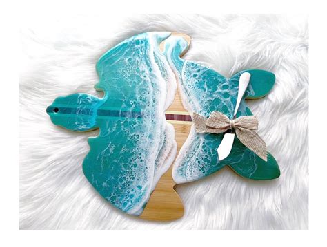 Resin Sea Turtle Cheese Board Charcuterie Board Resin Ocean Etsy