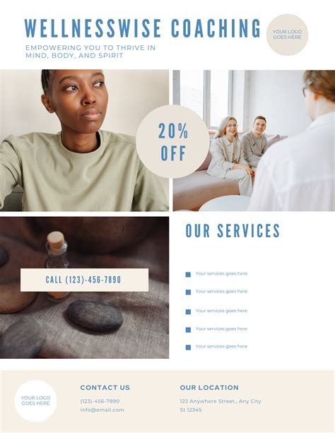 Wellness Coach Flyer Template Editable Canva Designs Digital Download Etsy