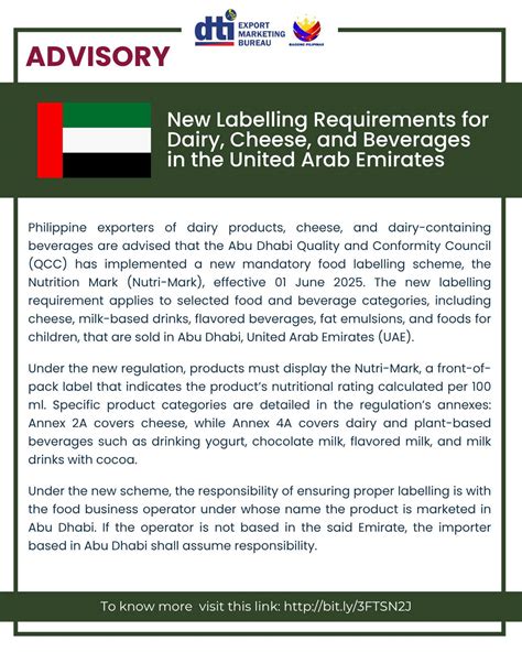 Dti Advisory New Labelling Requirements For Dairy Cheese And